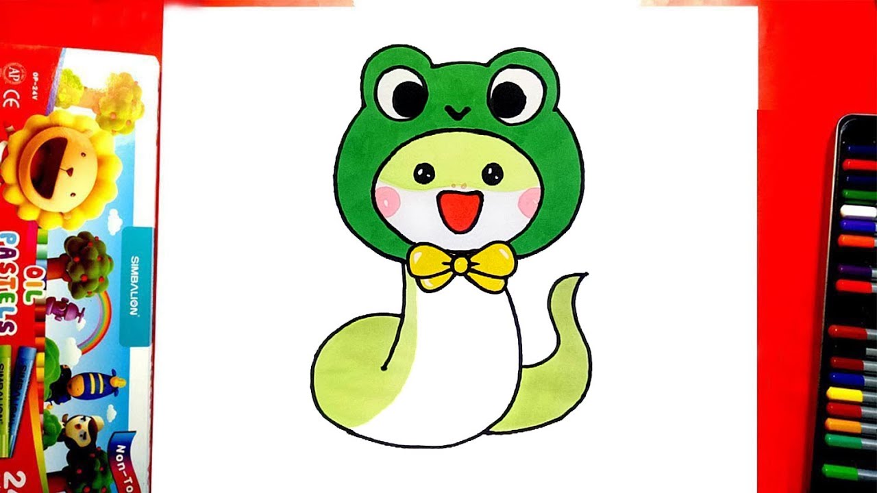 Vẽ chú rắn cute Tết 2025 | Vẽ con rắn năm mới Ất Tỵ 2025 - YouTube