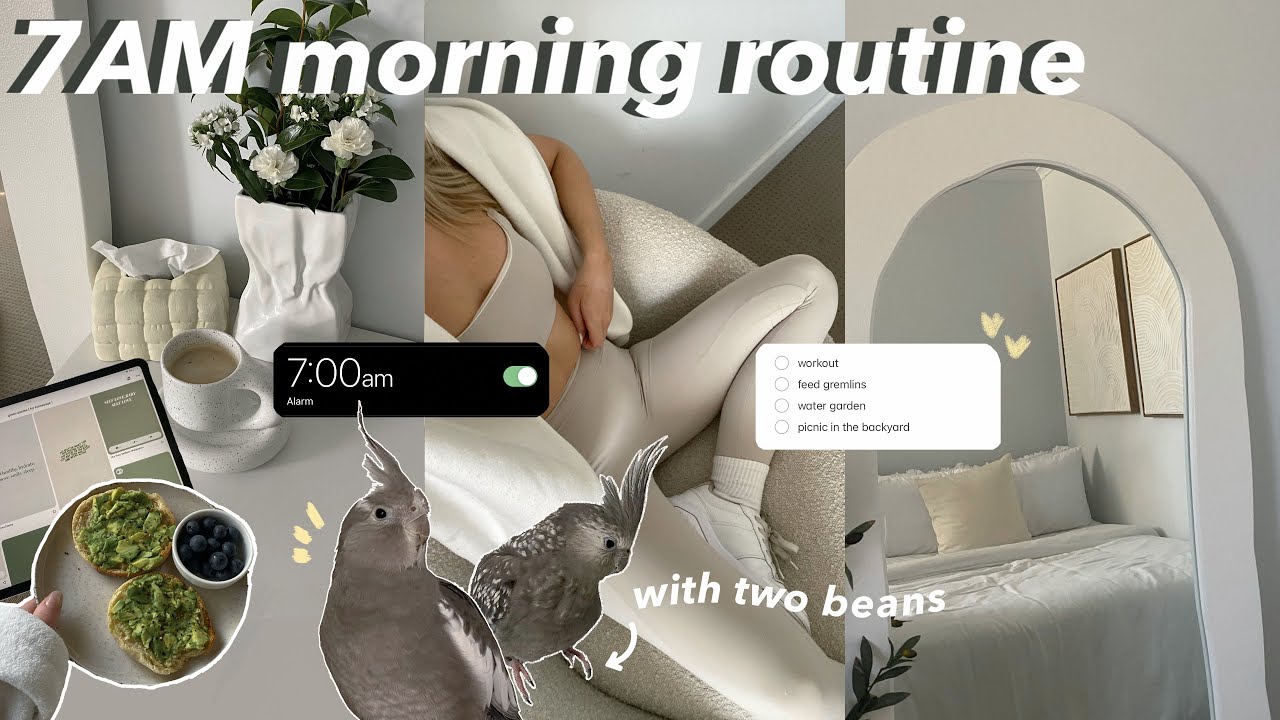 *productive* 7AM MORNING ROUTINE ☀️🥑 cockatiels, hot girl walk, grocery ...