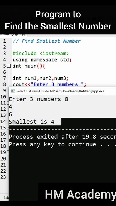 Program to Find the smallest number #scholar - YouTube