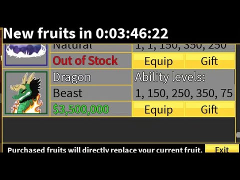 Dragon is on stock Blox Fruits Update 14 - YouTube