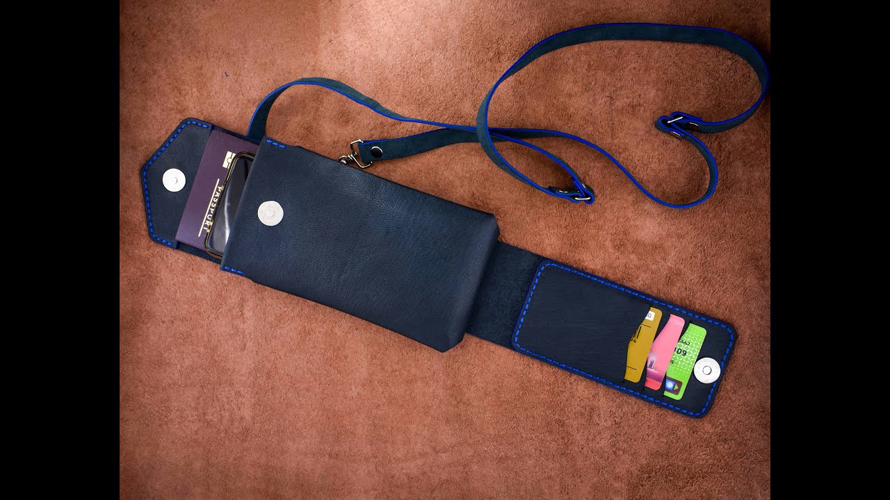 how to make leather Neck bag - YouTube