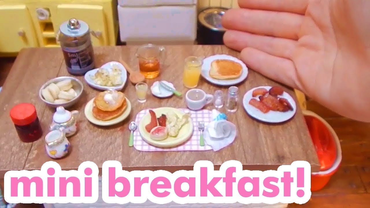 Real Food Miniature Breakfast - Bacon, Eggs and Biscuits with a hot cup ...