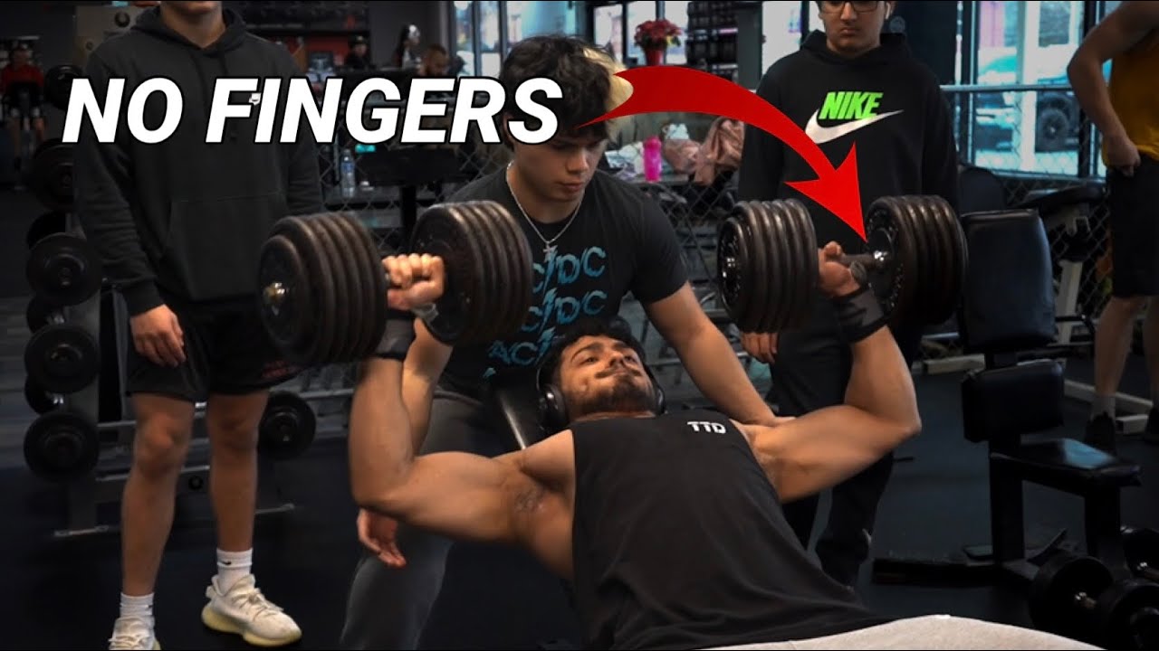 PRESSING HEAVY DUMBBELLS WITH NO FINGERS - YouTube
