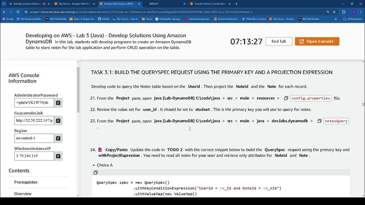 Developing on AWS: Lab 3 Java - Develop Solutions Using Amazon DynamoDB - YouTube