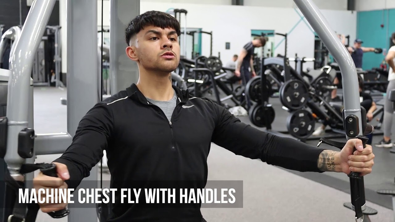 Machine chest fly with handles - YouTube