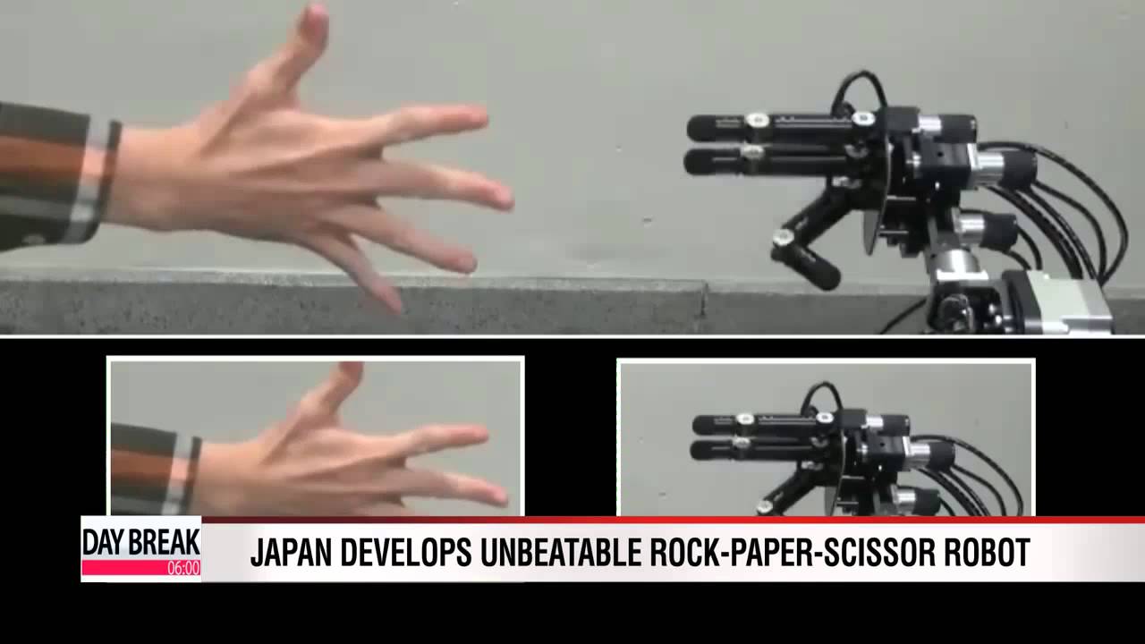 Rock-paper-scissors robot defeats any human opponent - YouTube