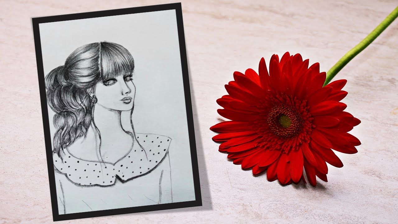 A Girl with Beautiful Hair - pencil sketch | How to draw a girl with ...