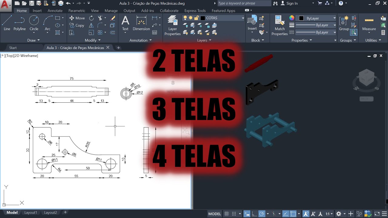 Como dividir a Tela do AutoCAD em Duas, Três ou Quatro partes! - YouTube