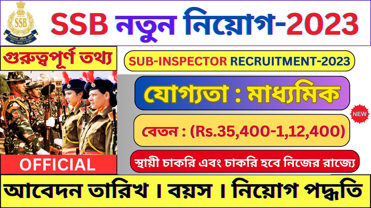 SSB Sub Inspector Full Notification Out 2023 | SSB New Vacancy 2023 ...