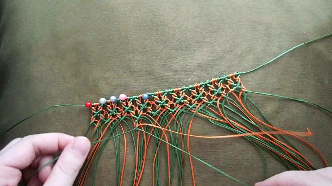Green Orange Grid macrame bracelet tutorial / Micromacrame Pattern ...