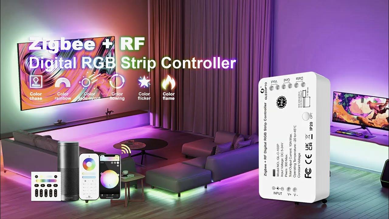 Gledopto ZigBee+RF Digital RGB Strip Controller Detail Video - YouTube