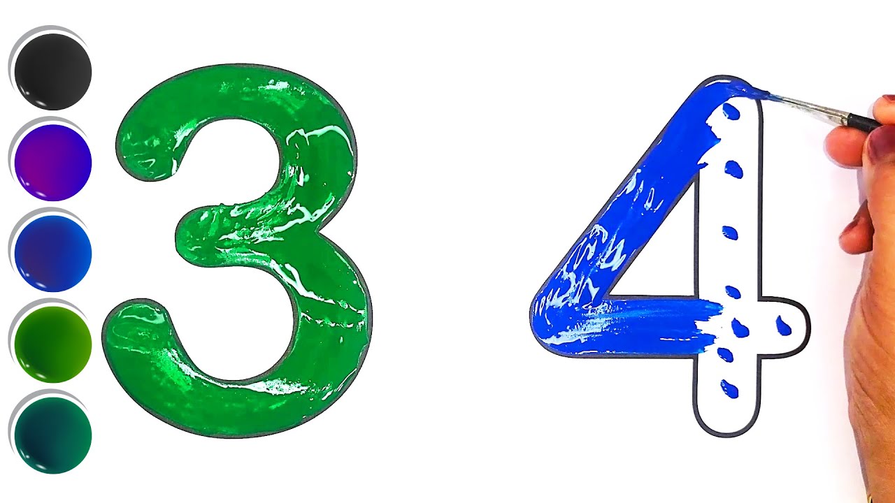 Learning Number 3 & 4 | Drawing - Writing 3 & 4 | With Maplu Kids TV ...