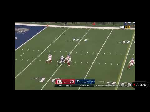 Dak Prescott Throws another Terrible Interception Vs Giants!! - YouTube