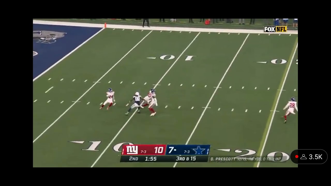 Dak Prescott Throws another Terrible Interception Vs Giants!! - YouTube