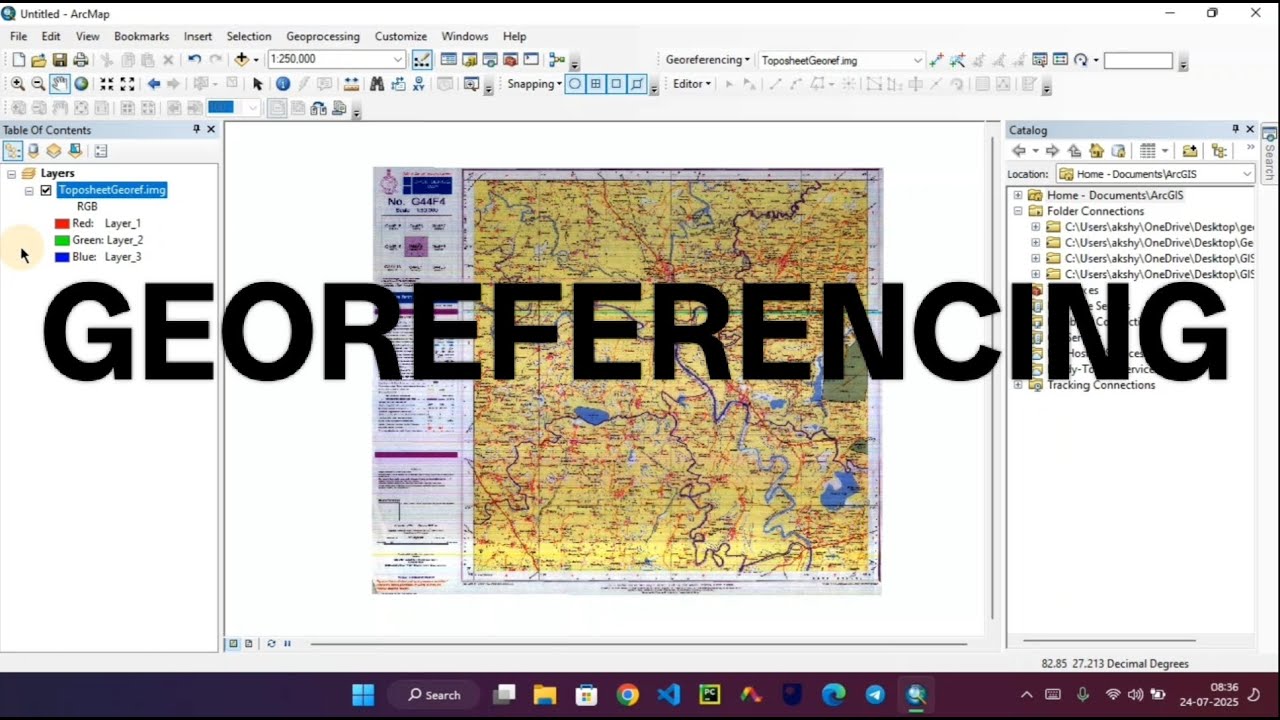 Georeferencing a toposheet using ArcMap 10.8 | ArcGIS | UG/PG Geography ...