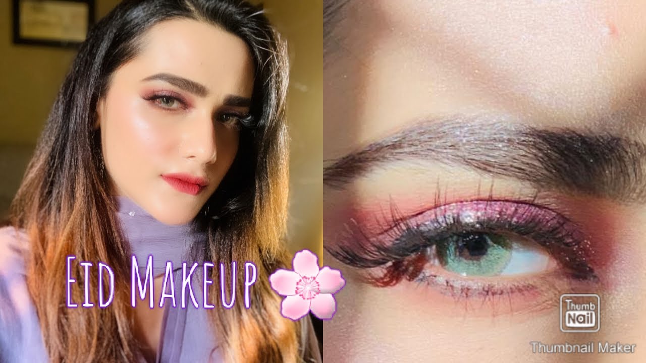 My Eid Look 🌸 STEP BY STEP glittery purple eye MAKEUP🌸 Eid in corona ...