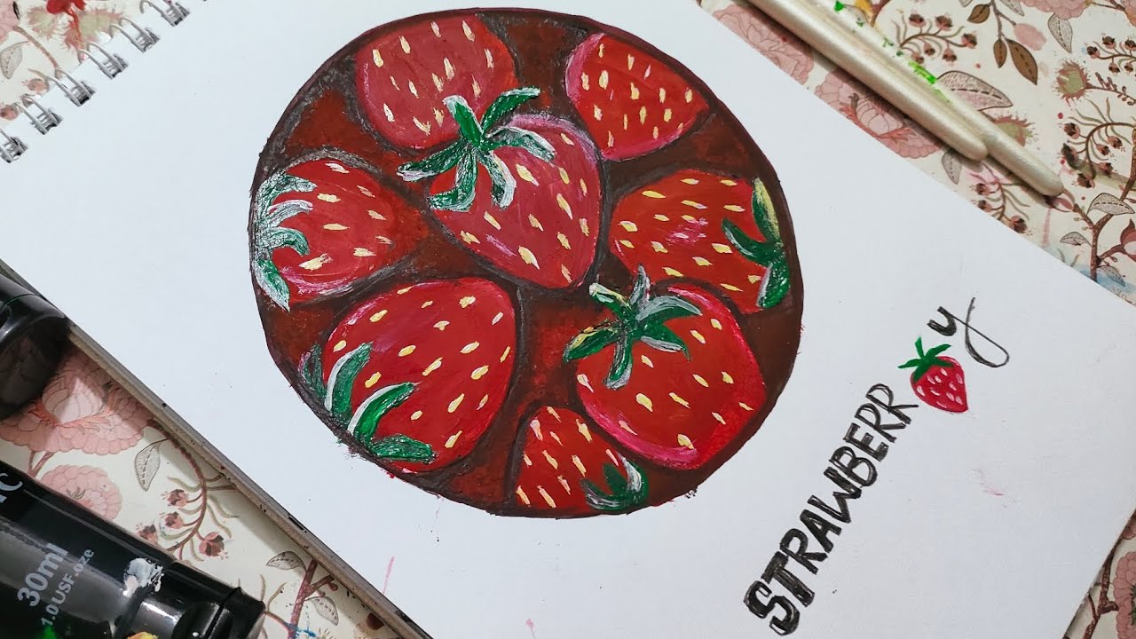 Strawberry painting / How to draw a strawberry /strawberry /Easy way to ...