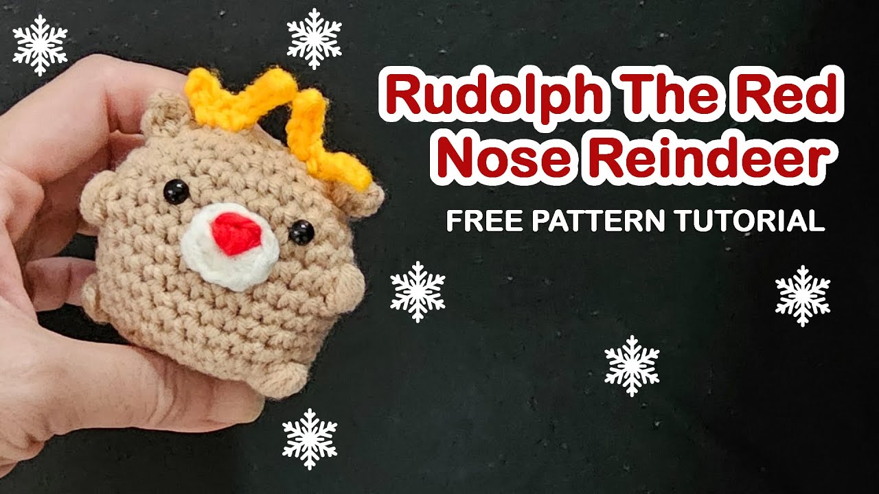 How To Crochet Rudolph the Red Nosed Reindeer 🦌 Easy Free Pattern ...