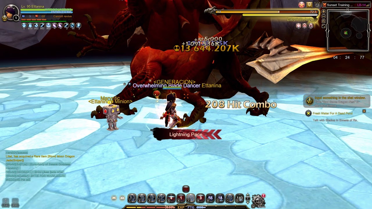 Dragon nest Sea Spirit Dancer Sunset 14 skill rotation - YouTube