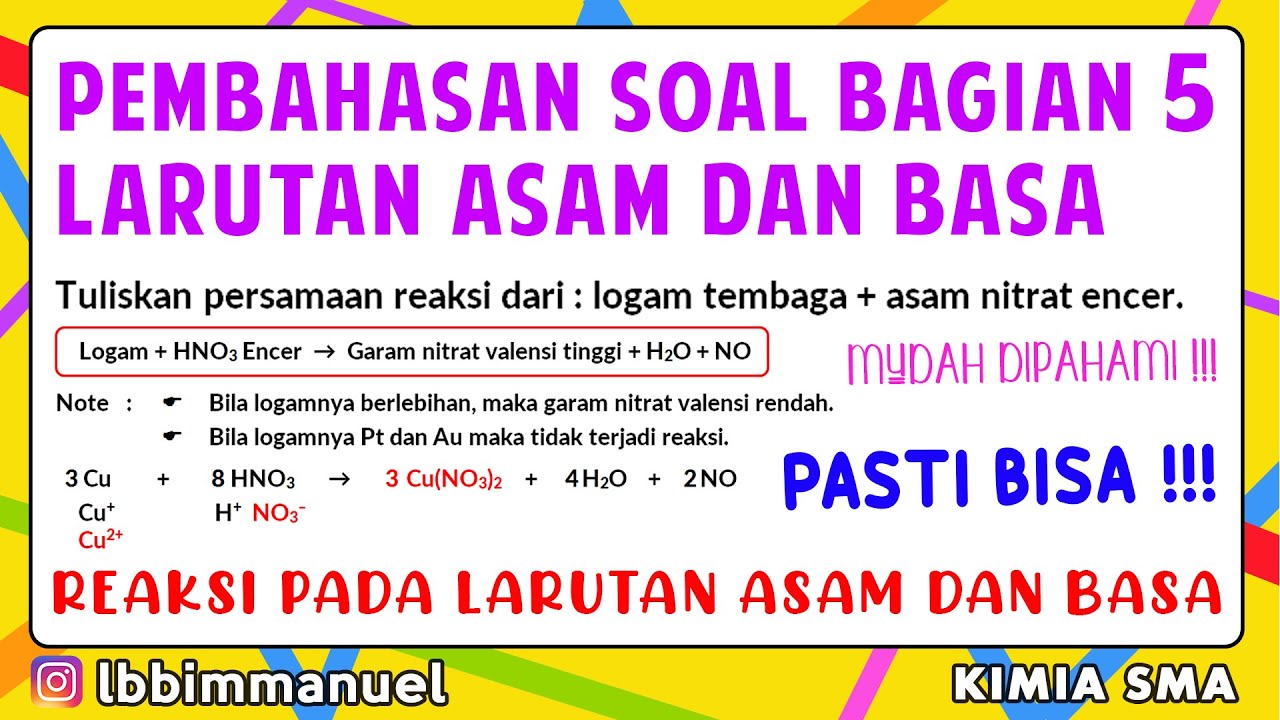 Larutan Asam dan Basa - PEMBAHASAN SOAL BAGIAN 5 - Reaksi Pada Larutan ...