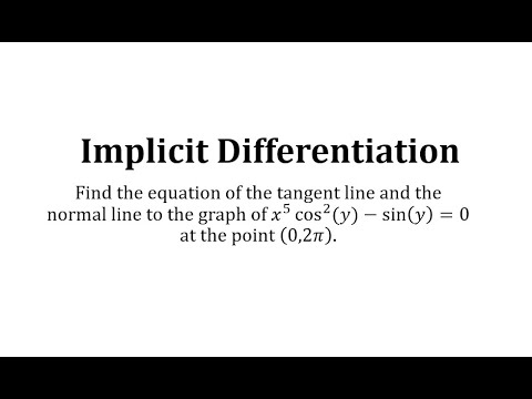 Implicit Differentiation to Determine the Equation of Tangent and ...
