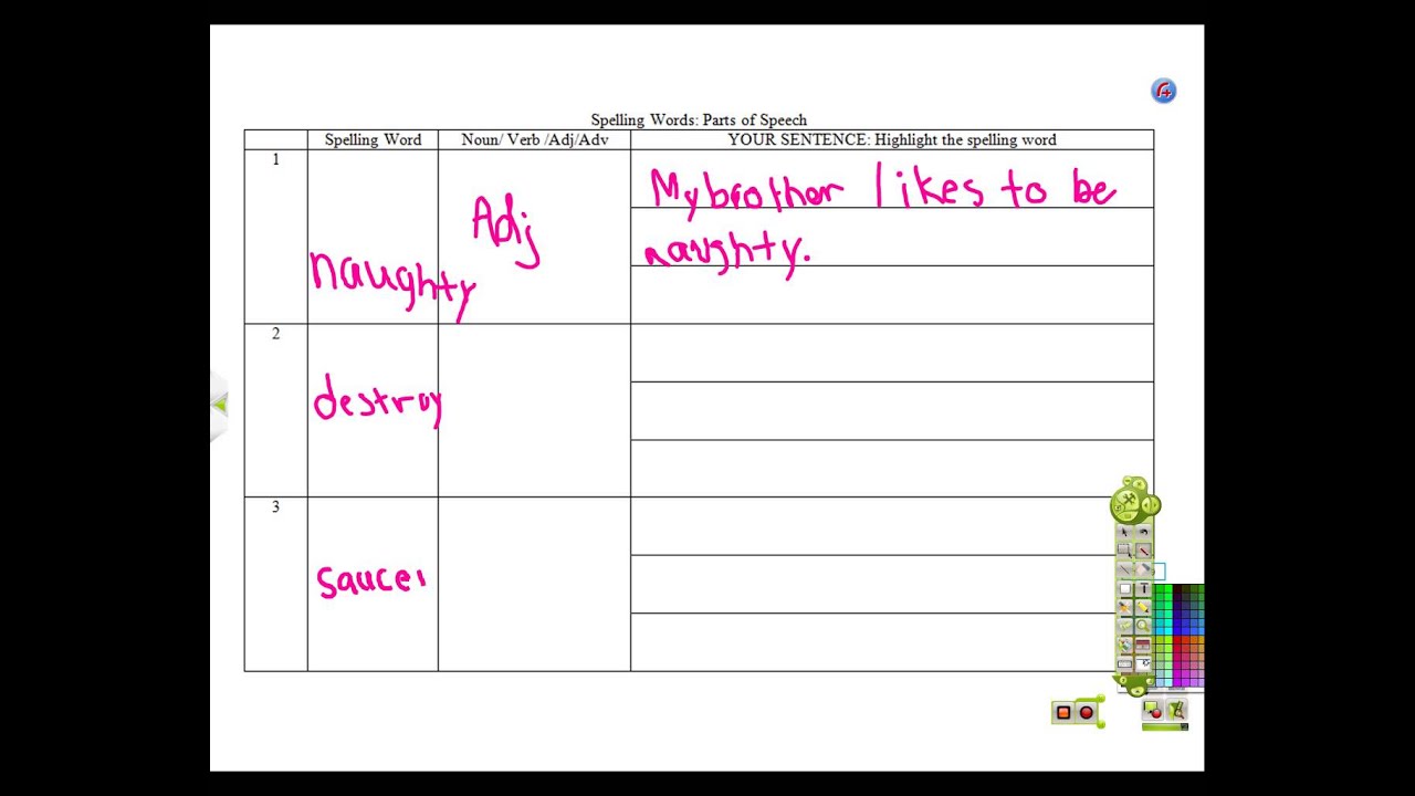 Parts of Speech with Our Spelling Words - YouTube