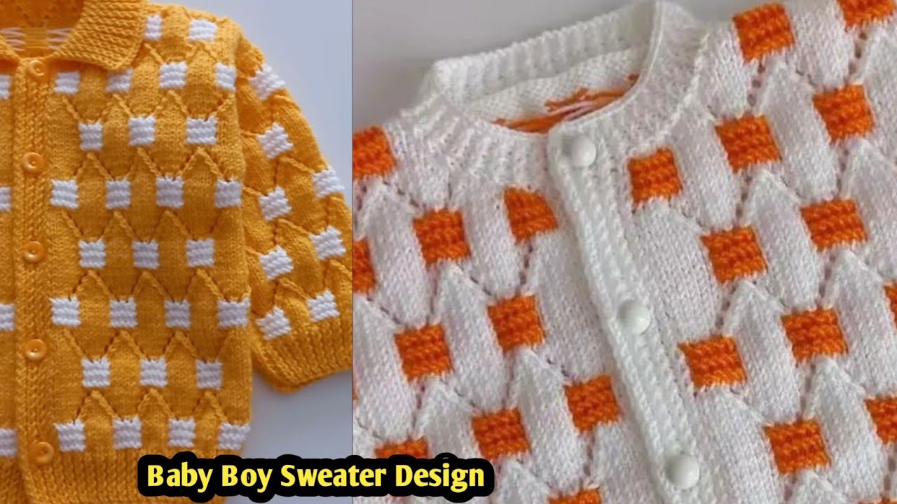 Baby Boy Sweater Design | Two colour Baby Sweater Design - YouTube