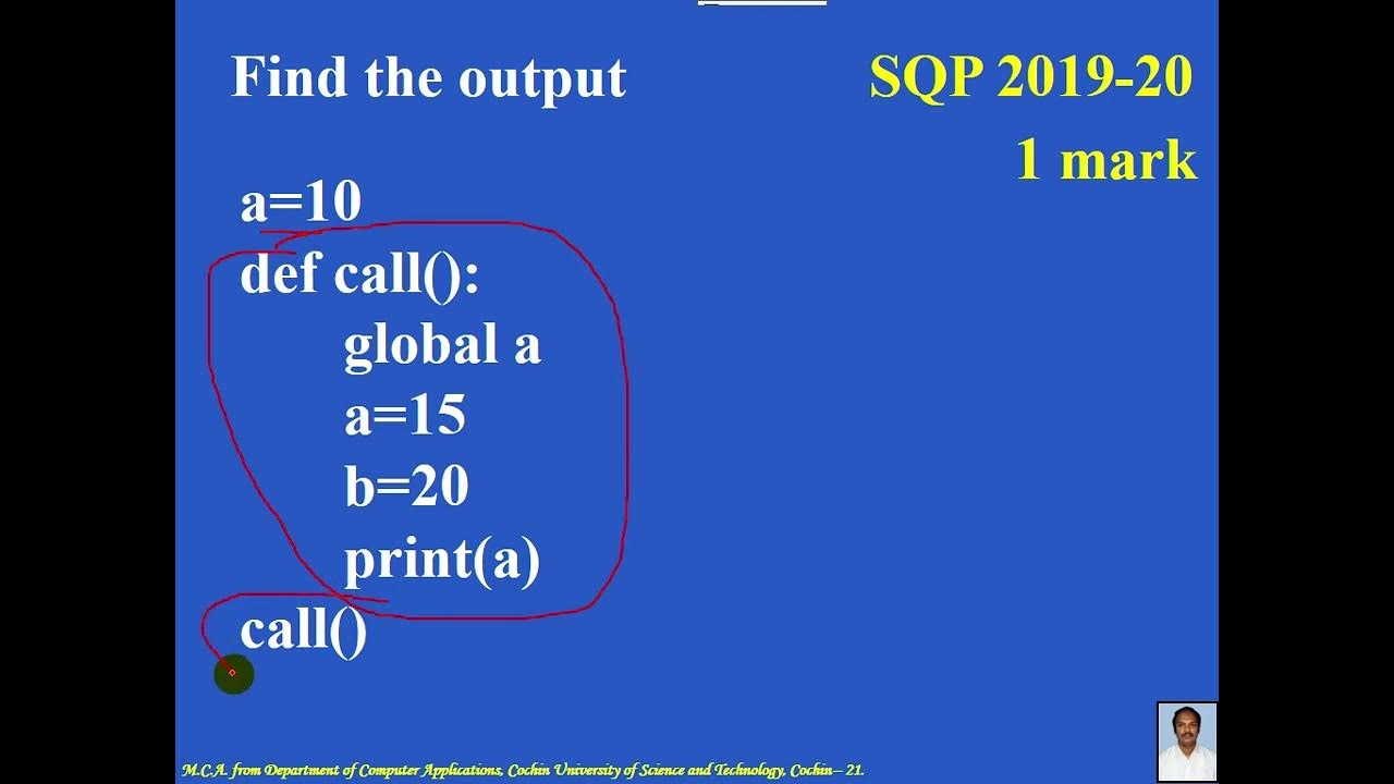 roypaulmca : Output on Functions and Global Variables - YouTube