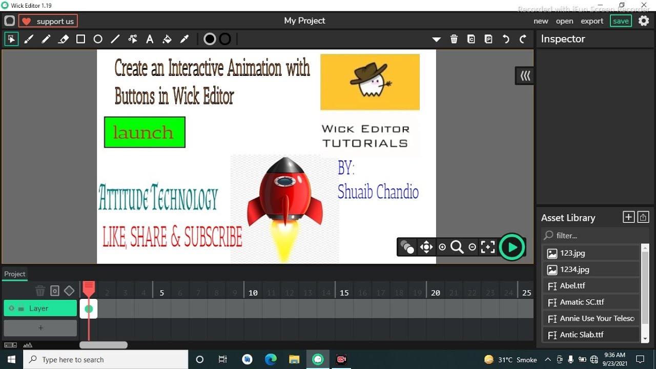 How to add a Launch Button to an Animation sending to Space Rocket.# ...