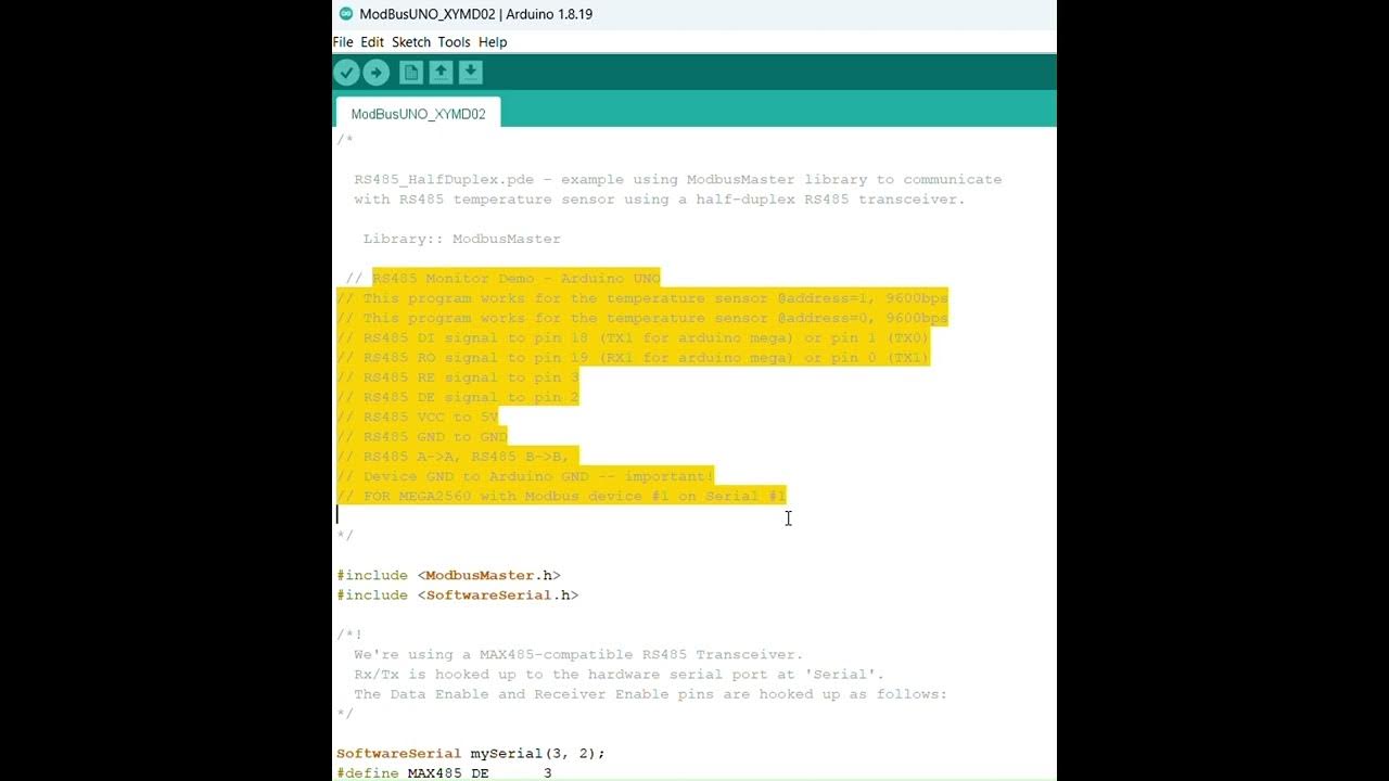 ModBus RS485 and Arduino Uno for reading data from 2 Temperature Sensors of Different Addresses ...