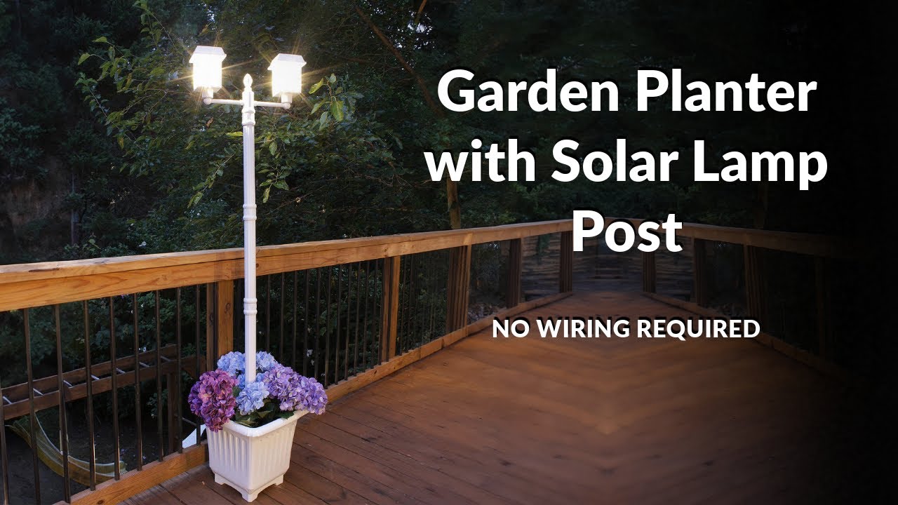 Luna II Double Solar Post Light with Planter & EZ Anchor | Solar Lights ...