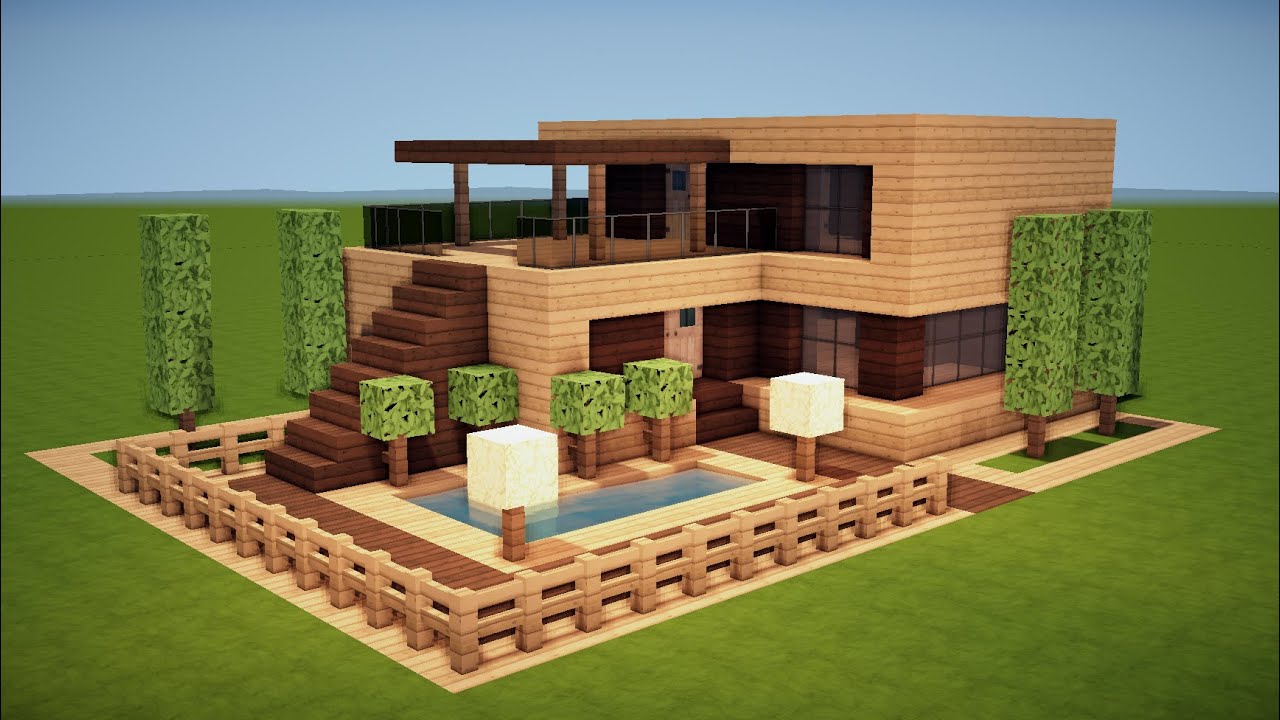 MODERNES HOLZHAUS in MINECRAFT bauen TUTORIAL [HAUS 257] - YouTube