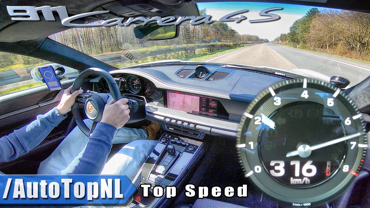 2020 PORSCHE 911 992 Carrera 4S | TOP SPEED 316km/h on AUTOBAHN NO ...