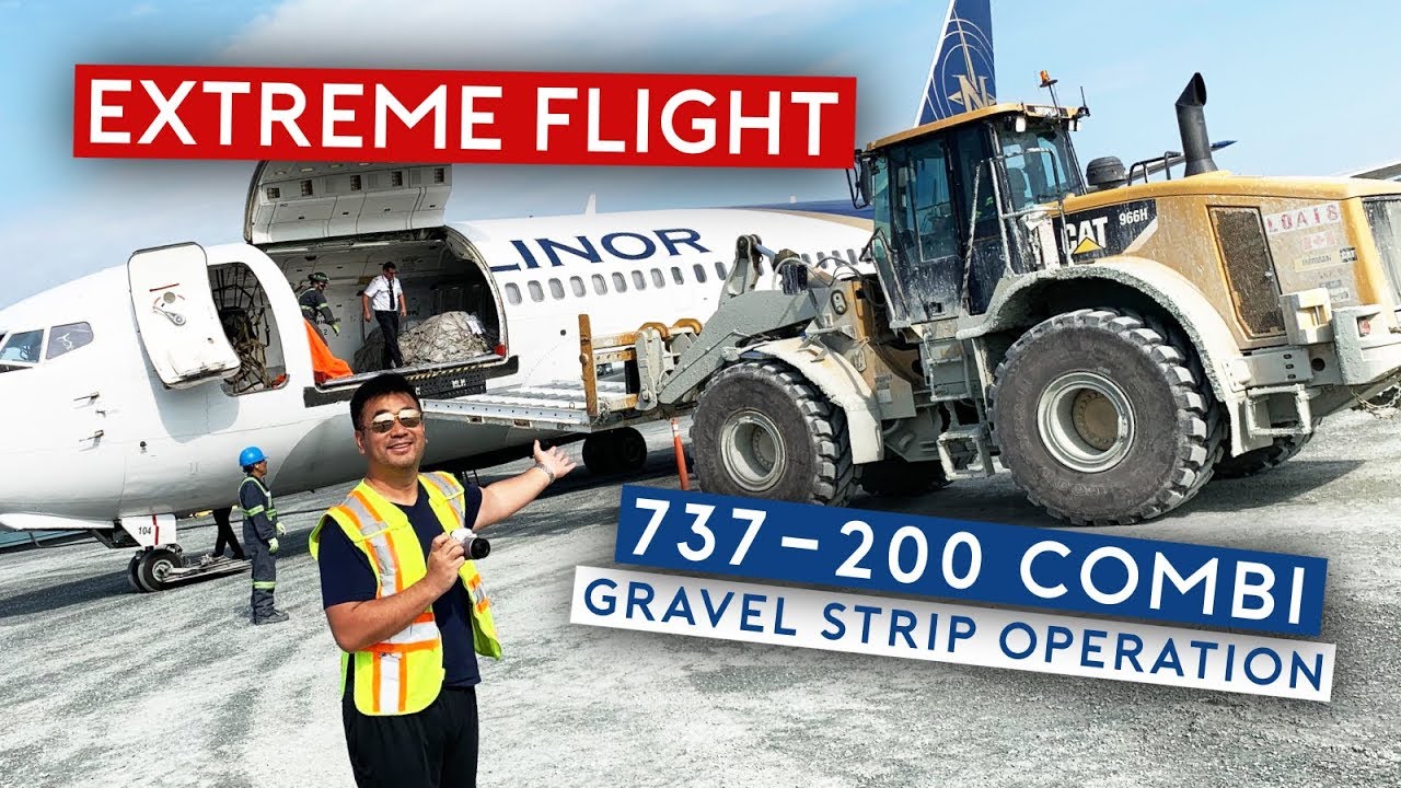 EXTREME FLIGHT - Nolinor B737-200 Combi Gravel Strip Operation - YouTube