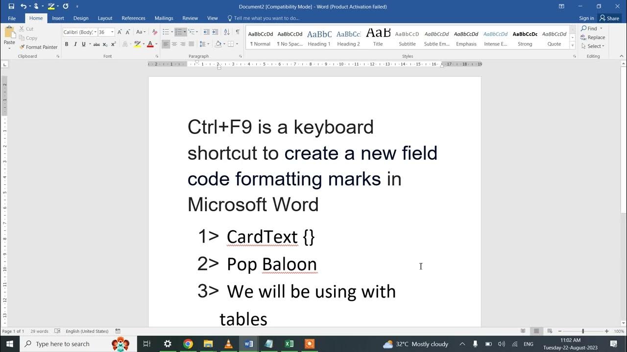 New field code formatting marks ( ctrl + f9 ) - YouTube