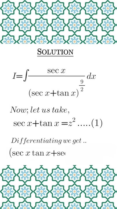 integration secx/(secx+tanx)^(9÷2) || Integration || Method of Substitution - YouTube
