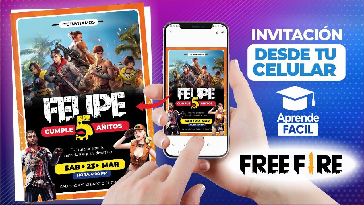 Como crear invitacion cumpleaños de free fire - YouTube