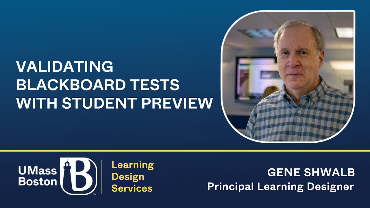 Validating Blackboard Tests with Student Preview - YouTube