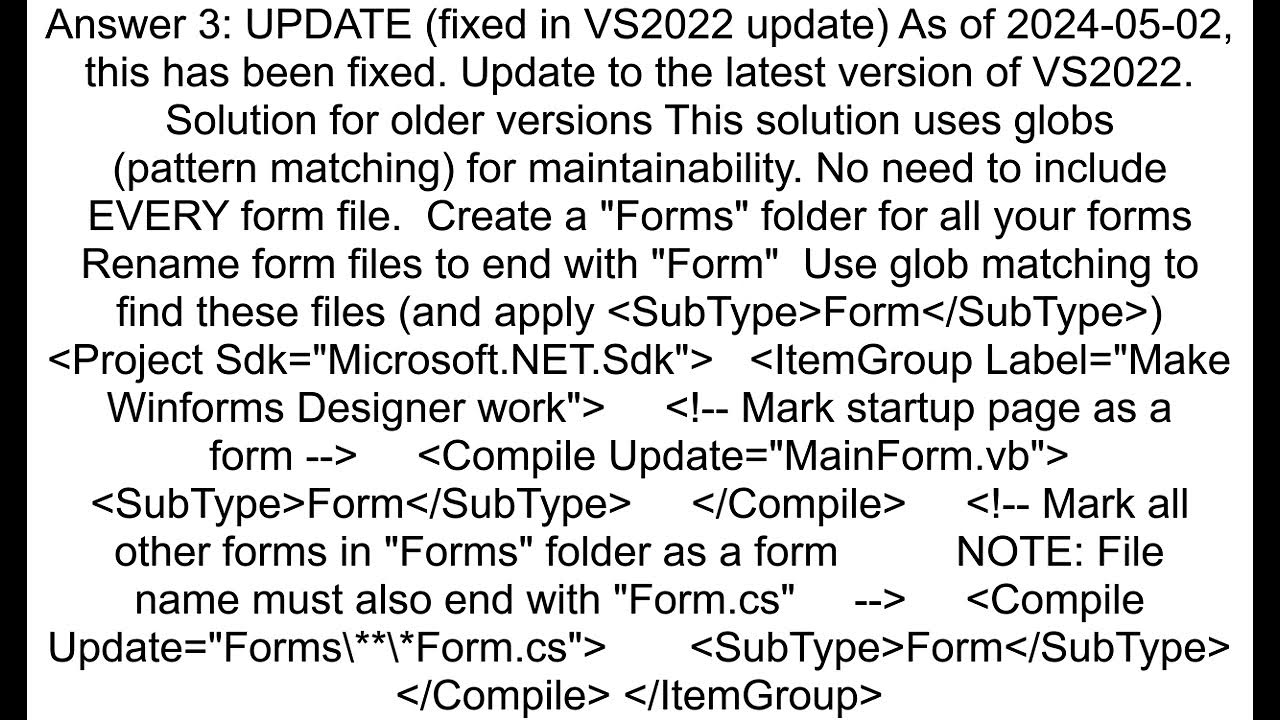 controls and forms missing icon and view designer option in vs2019 running SDK project with ...