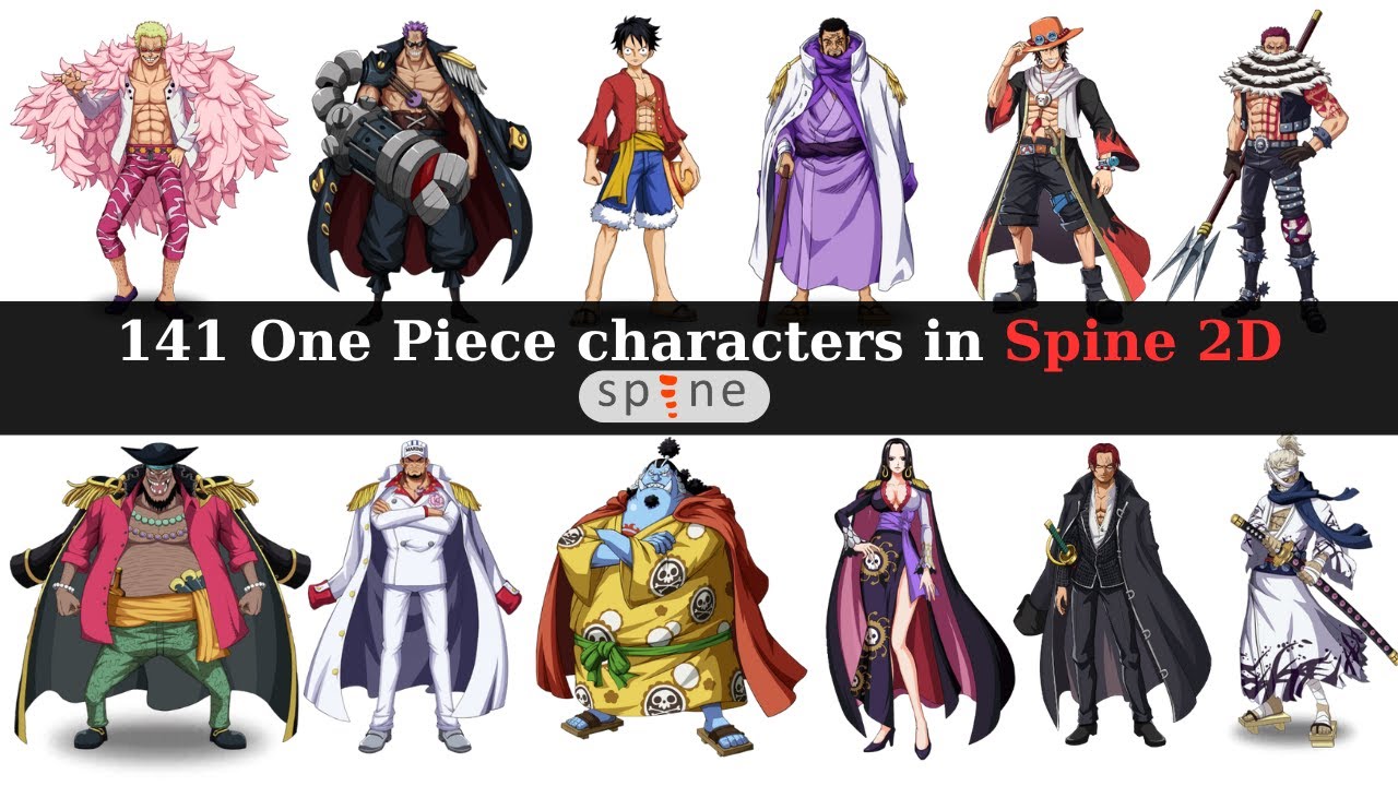 141 One Piece characters in Spine 2D - YouTube