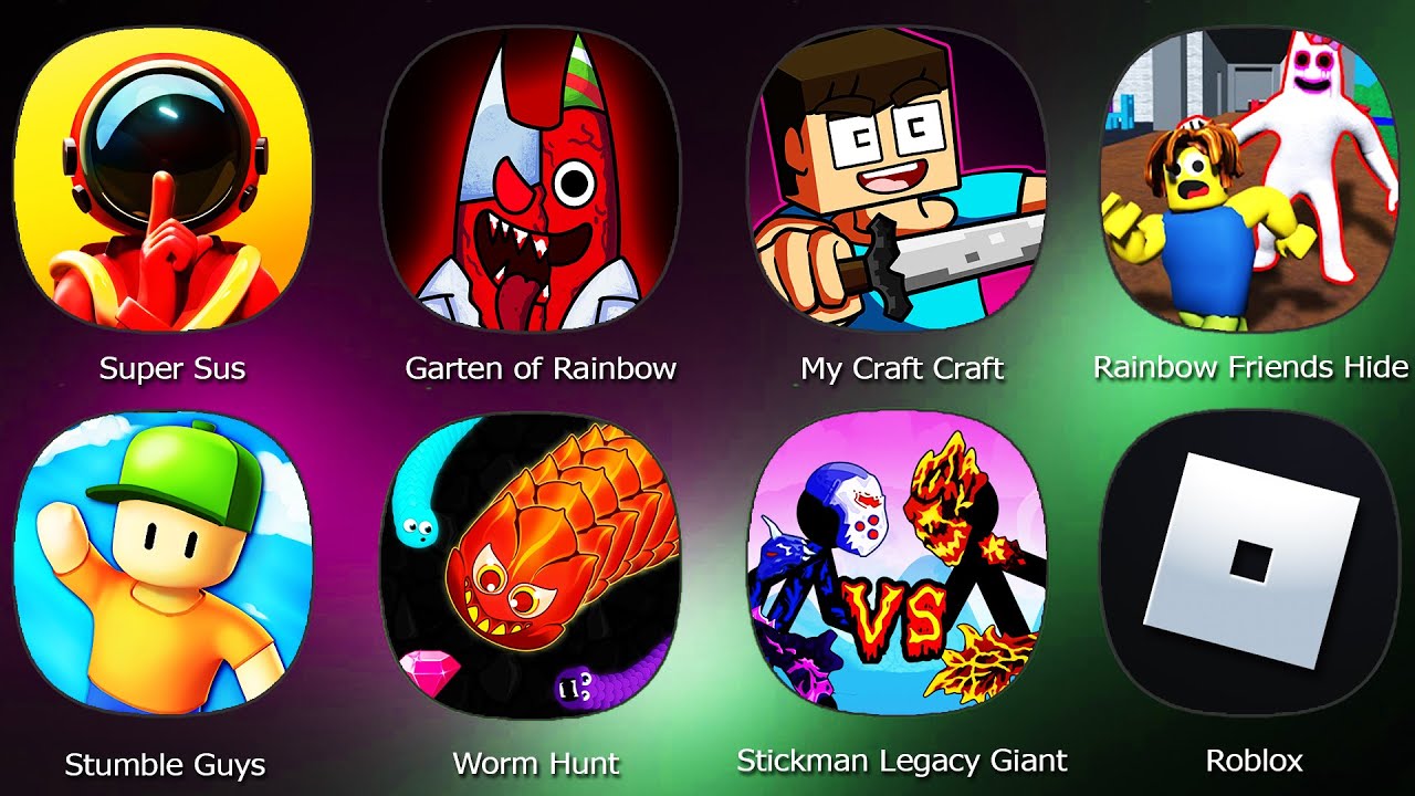 Garten of Rainbow Monsters,Roblox,Super Sus,Stumble Guys,Worm Hunt ...