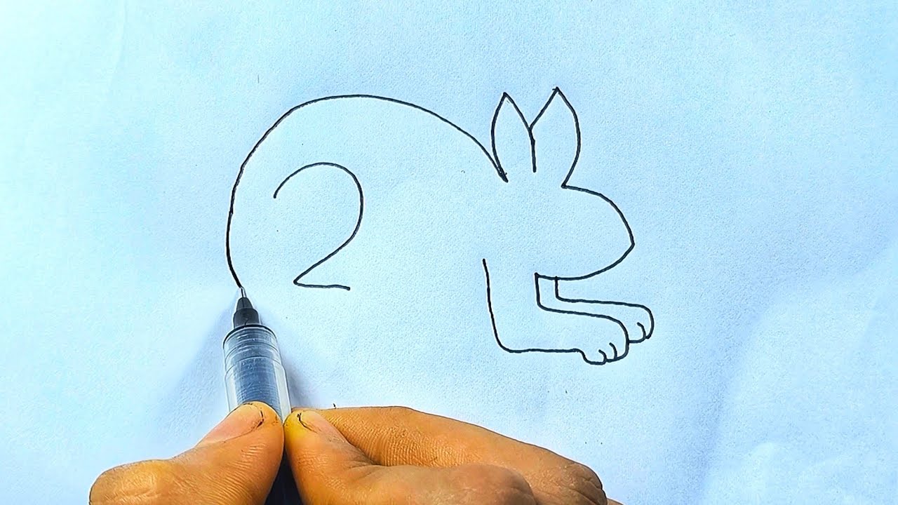 How to Draw Rabbit From Number 2Y Easy Step by step - YouTube