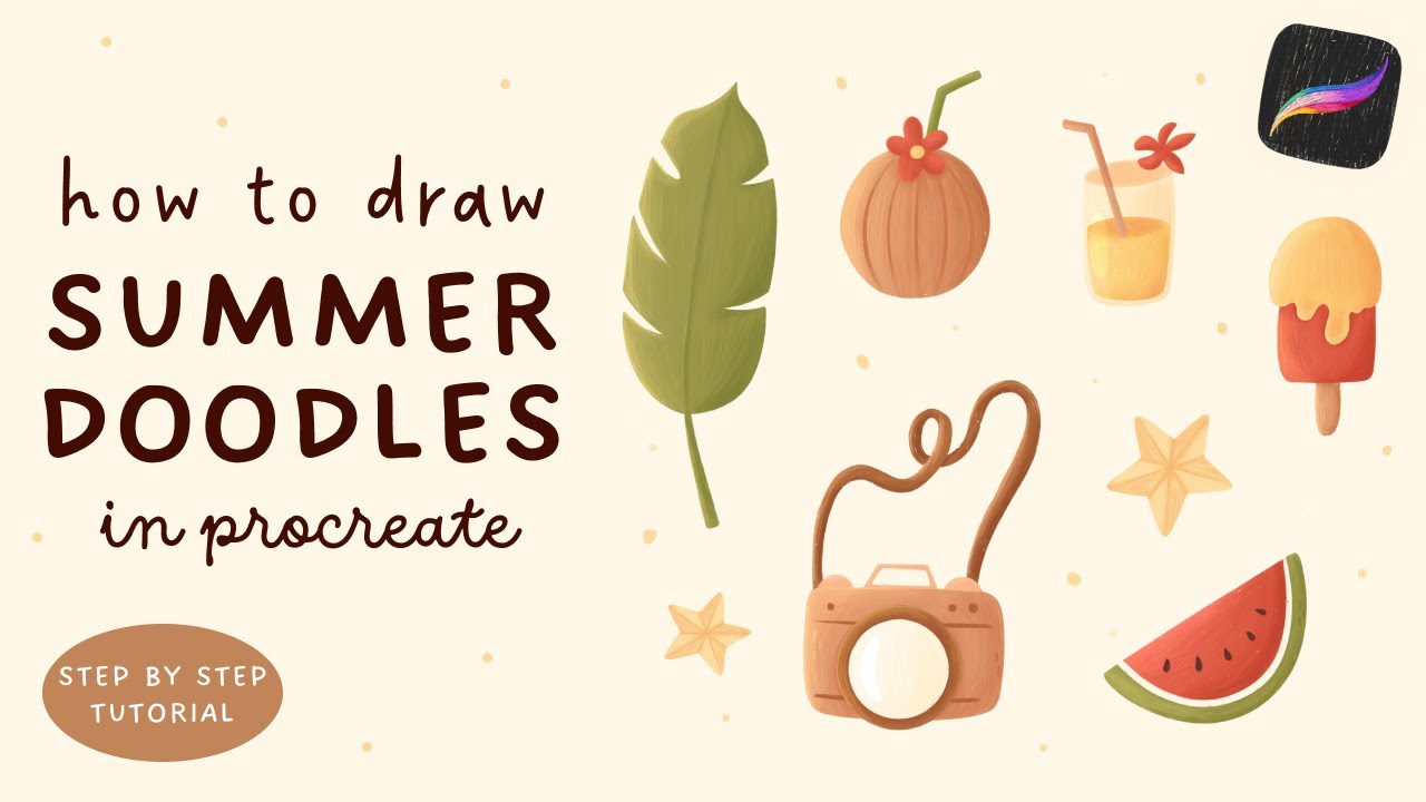 🍉 how to draw summer doodles | step by step beginner friendly procreate ...