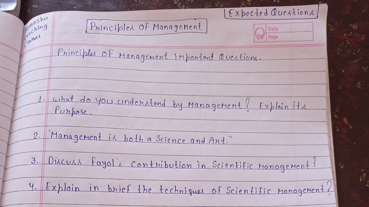 principles of management Important questions, Important questions of ...