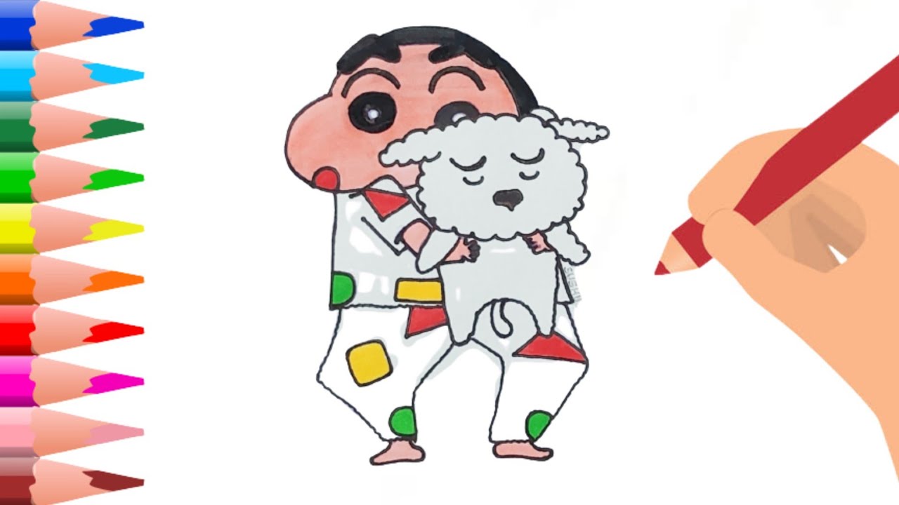Sinchan drawing, Drawing and coloring Sinchan and Shiru - YouTube