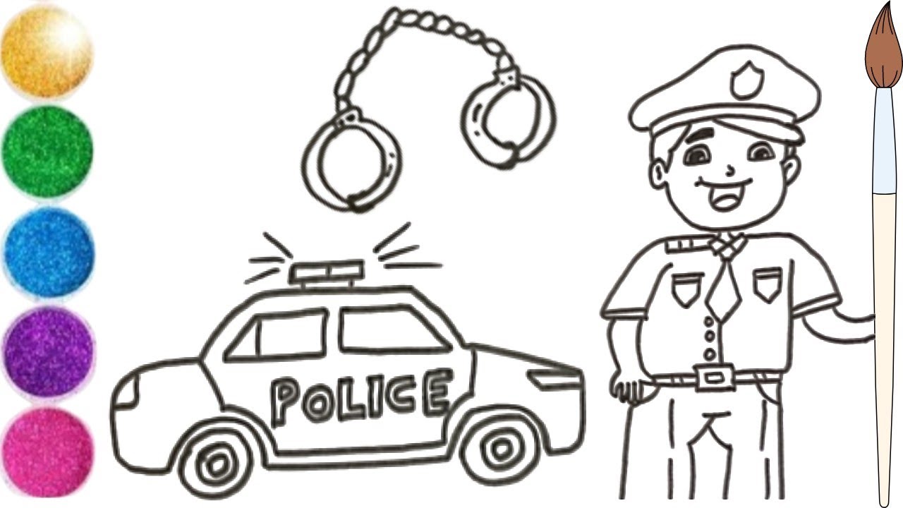 Drawing and Coloring a Police man with Accessories 👮⭐How To Draw A ...