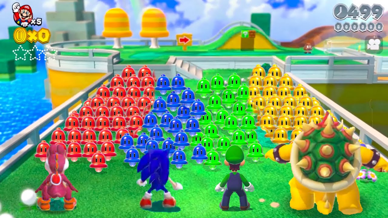 What happens if Red Yoshi, Sonic, Luigi and Bowser Jr Collect 999x ...