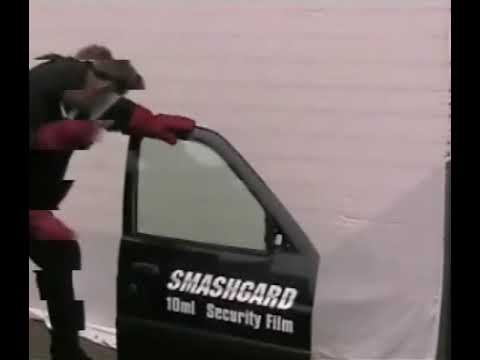 Smashgard vehicle security window film test footage - YouTube