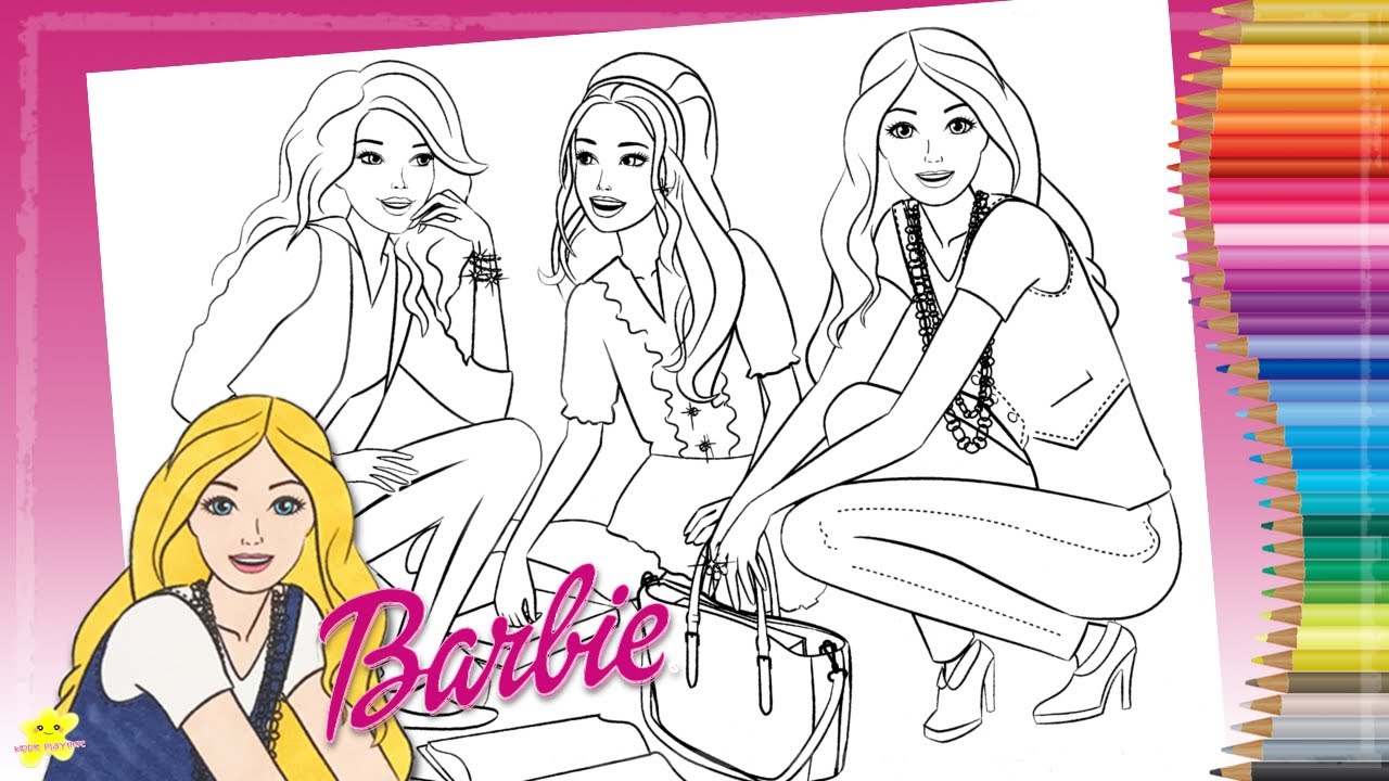 Coloring Barbie and Friends Back to School | Kiddie Playtime - YouTube