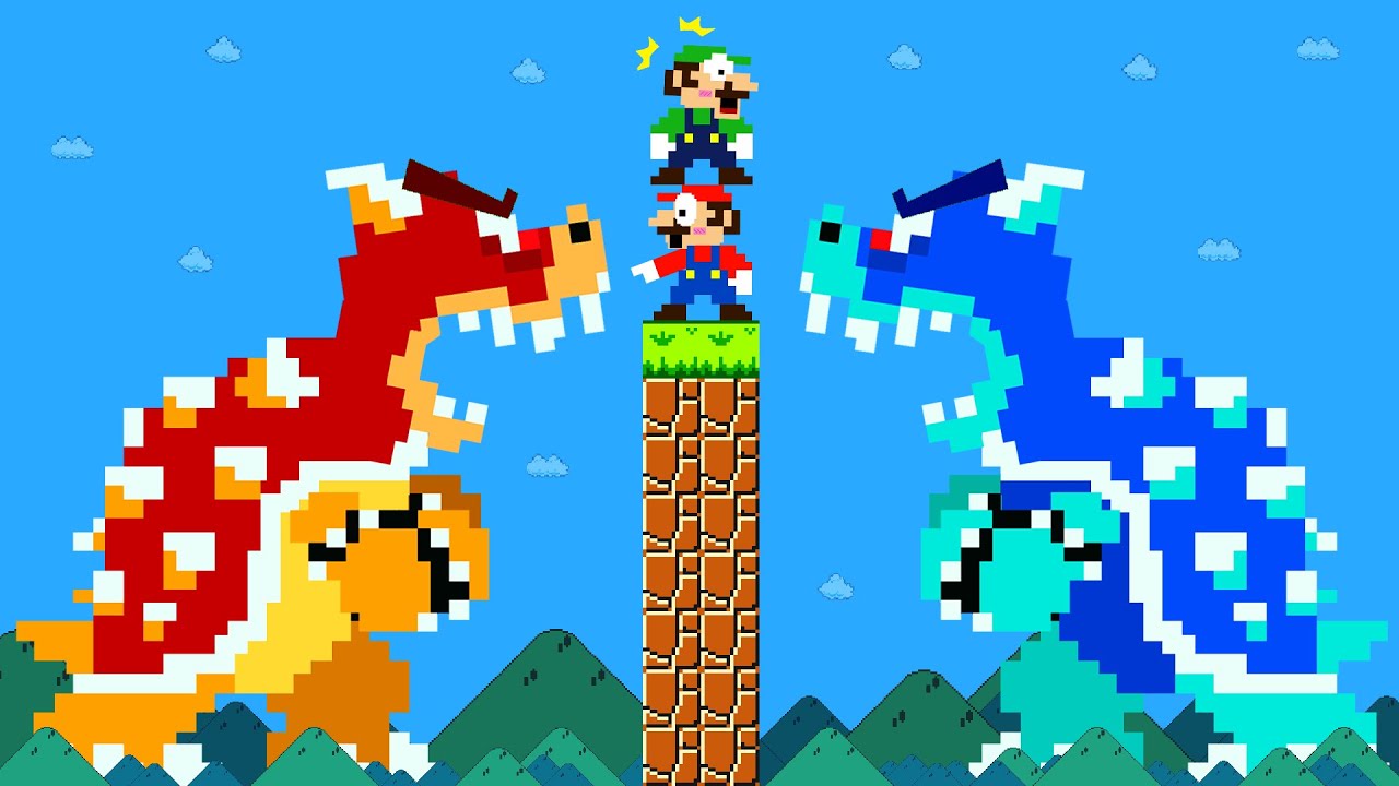 Mario and Luigi's Giant FIRE and ICE Bowser Maze | Game Animation - YouTube